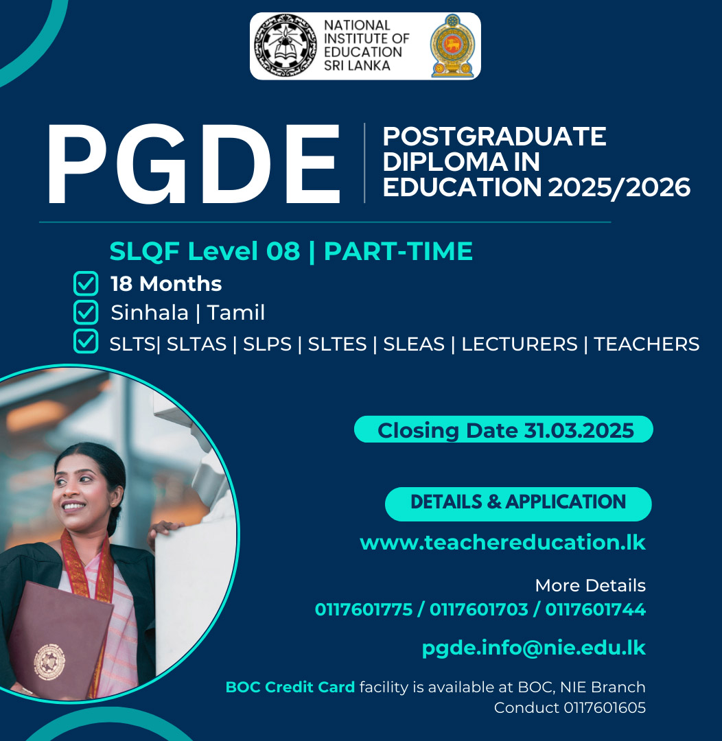 PGDE 2025/2026 – NIE | Apply Now for Sri Lanka’s Top Teaching Qualification! - Lanka Past Papers ...