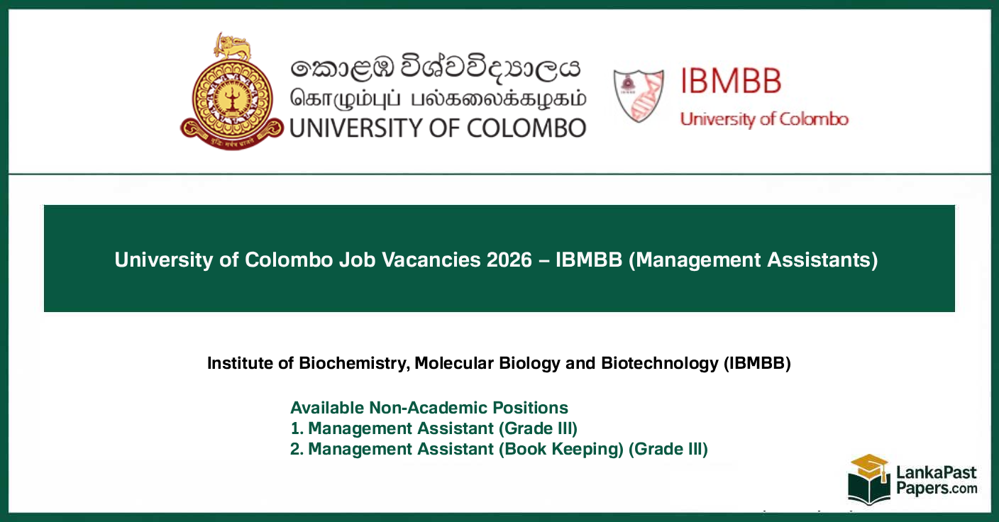 University of Colombo Job Vacancies 2026 – IBMBB ... | Lanka Past Papers